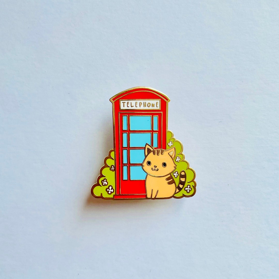 1 X London Red Phone Booth Enamel Pin Badge | Cat Brooch | Pippi ...