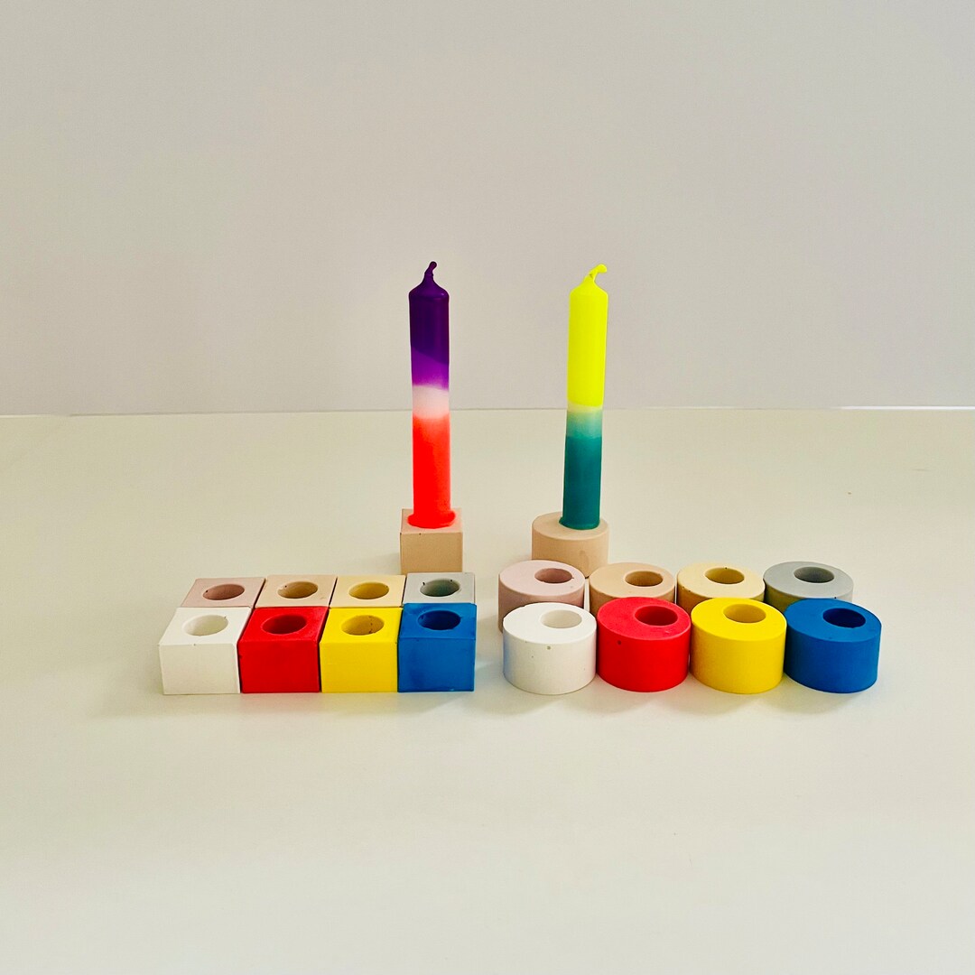 Minimalist Colorful Eco Resin Mini Candle 1/2 Inch Holder, Mini Dinner ...