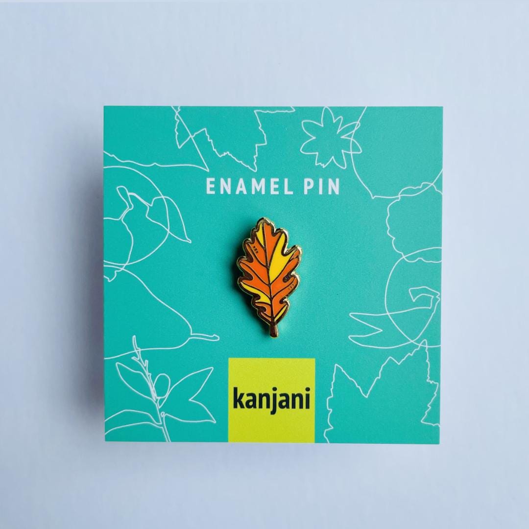 1 X Oak Leaf Enamel Pin, Fall Leaves Lapel Badge, Harvest, Autumn ...