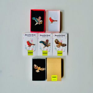 Red Northern Cardinal V.2 Enamel Pin Badge, Gift for Him, Gift for Her ...