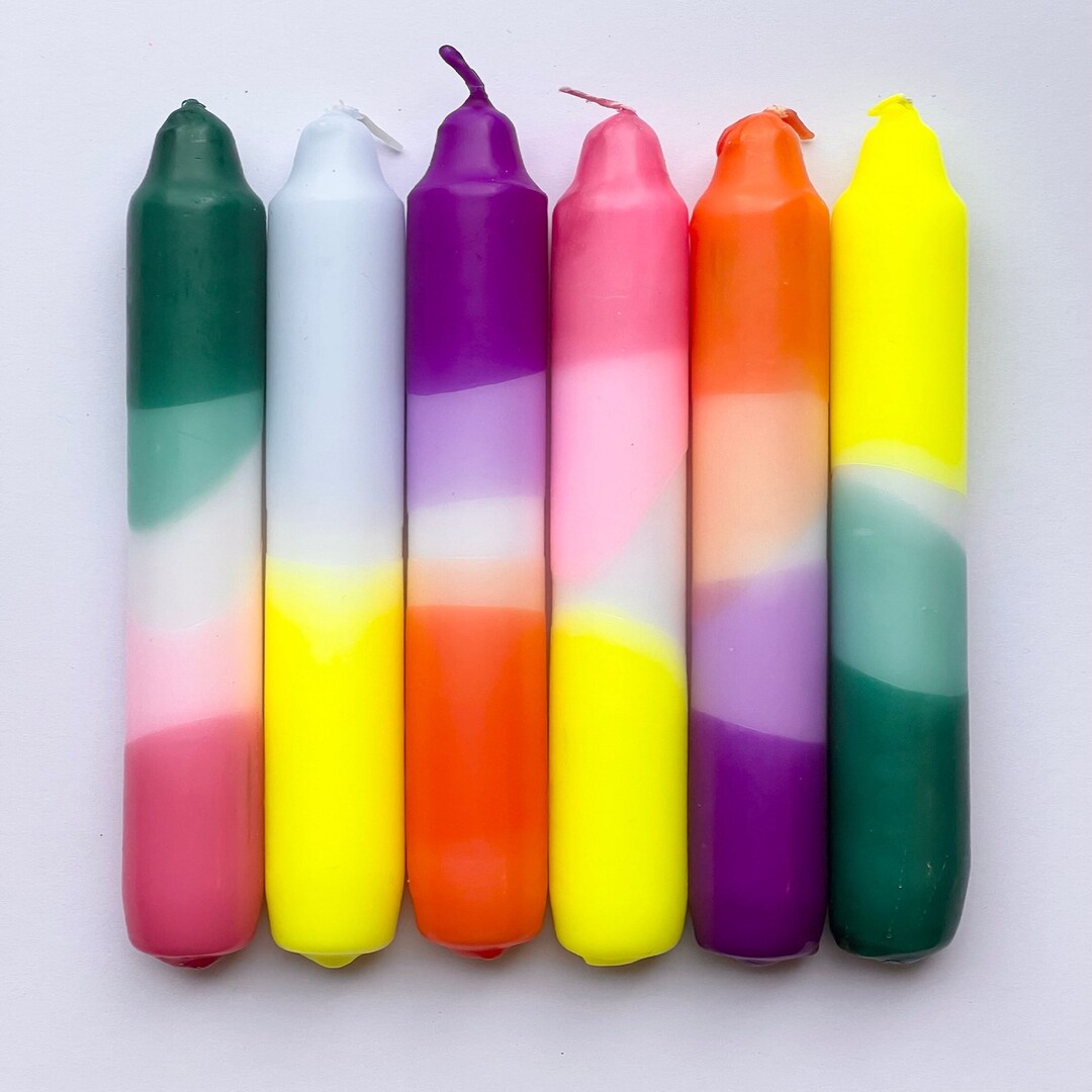 6 Neon Dip Dye Candles 1 Gift for Her Bridesmaid Gift Wedding Birthday ...
