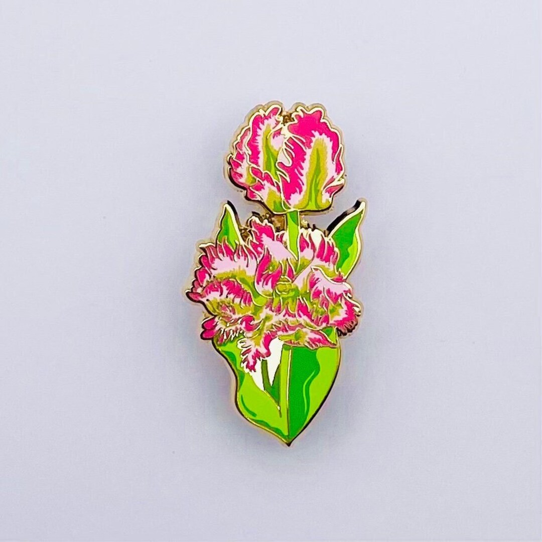 1 X Tulip Enamel Pin Badge, Frilly Parrot, Gift for Her, Mothers Day - Etsy