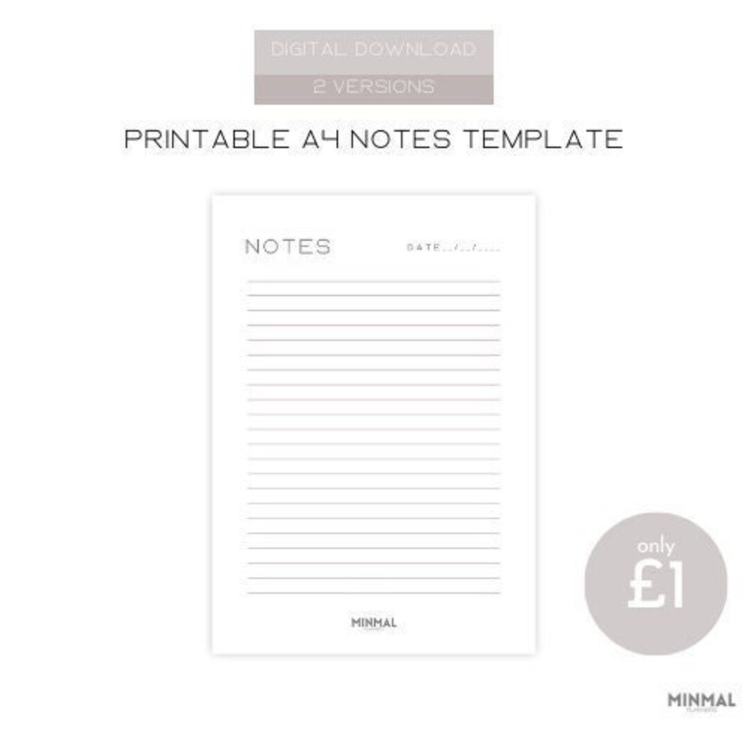 Minimalist Notes Template Set 2 PDF Documents for Clean and Organized ...