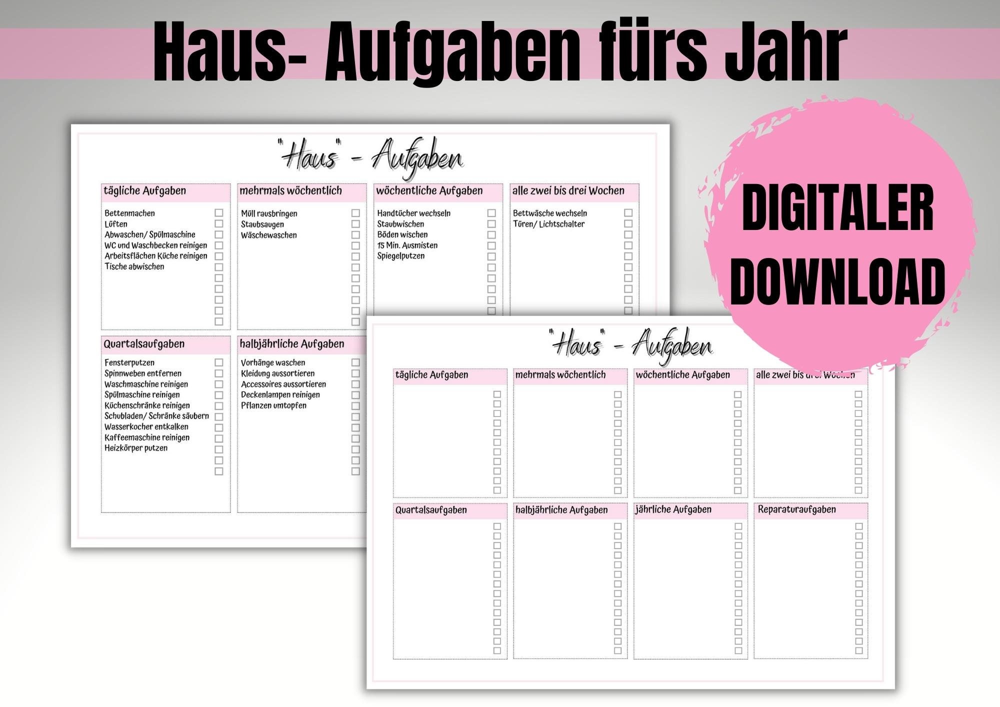 Flylady Checklisten, Zonenplan, Monatsübersicht, Hausaufgaben, Ausfüll ...
