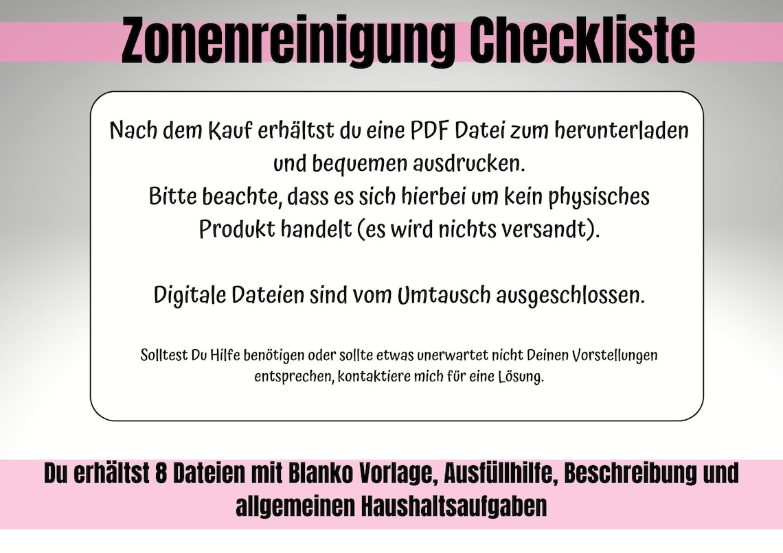 Flylady Checklisten, Zonenplan, Monatsübersicht, Hausaufgaben, Ausfüll ...
