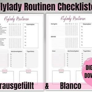 Flylady Routinen Checkliste, Wochenübersicht inkl. Essensplan ...
