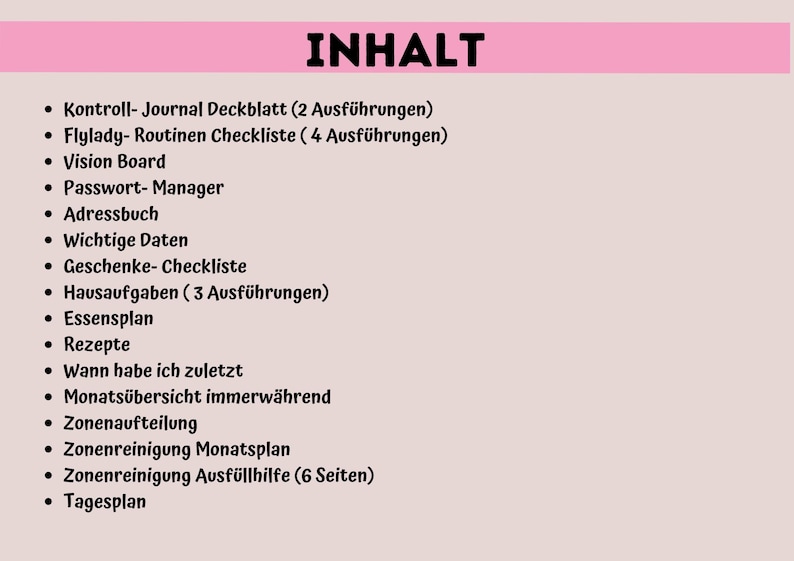 DIN A4 Flylady Starter Pack Control Journal: Checklists, Zone Cleaning ...