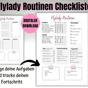 Flylady Routinen Checkliste, Wochenübersicht inkl. Essensplan ...