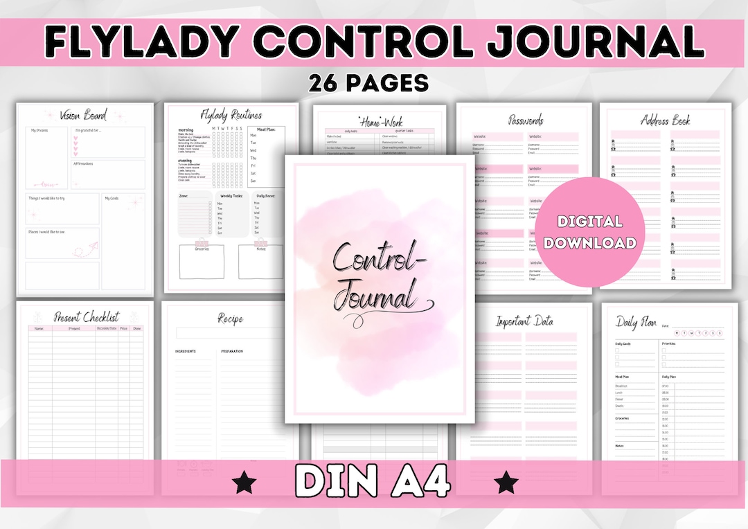 ENGLISH Control Journal *DIN A4 | Flylady Checklist | Cleaning Schedule ...