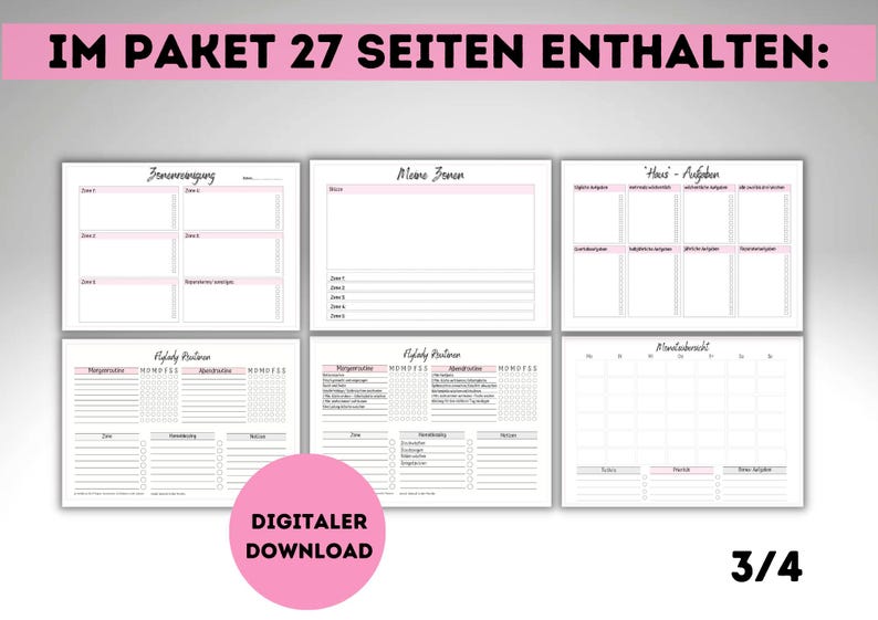 DIN A4 Flylady Starter Pack - Control Journal: Checklists, Zone ...