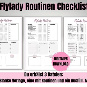 Flylady Routinen Checkliste, Wochenübersicht inkl. Essensplan ...