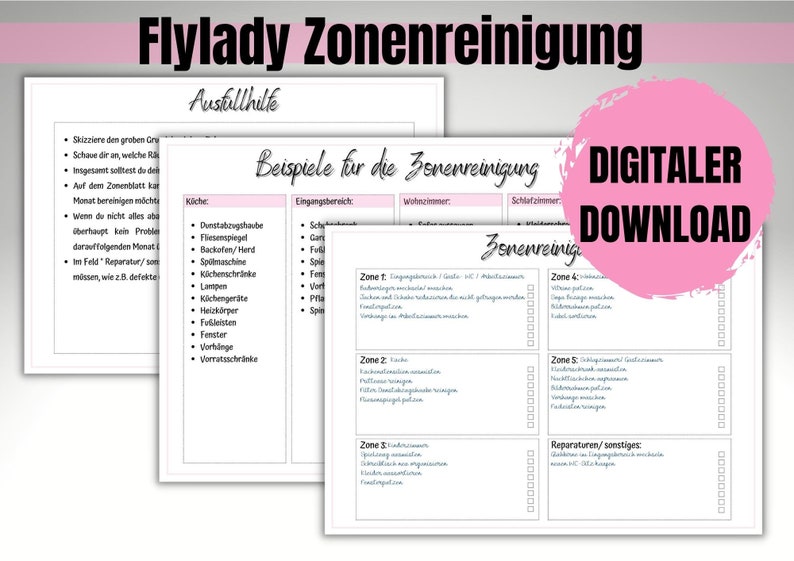 Flylady Checklists, Zone Plan, Monthly Overview, Homework, Fill-in ...