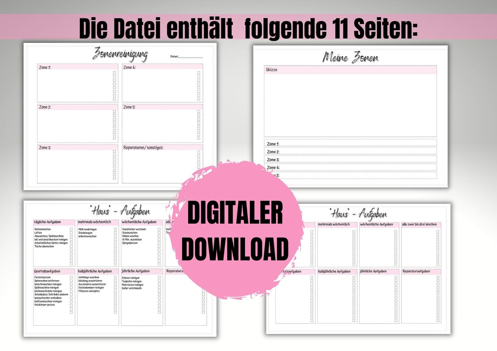 Flylady Checklisten, Zonenplan, Monatsübersicht, Hausaufgaben, Ausfüll ...