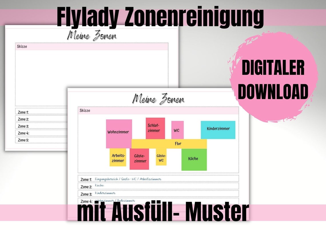 Flylady Checklisten, Zonenplan, Monatsübersicht, Hausaufgaben, Ausfüll ...