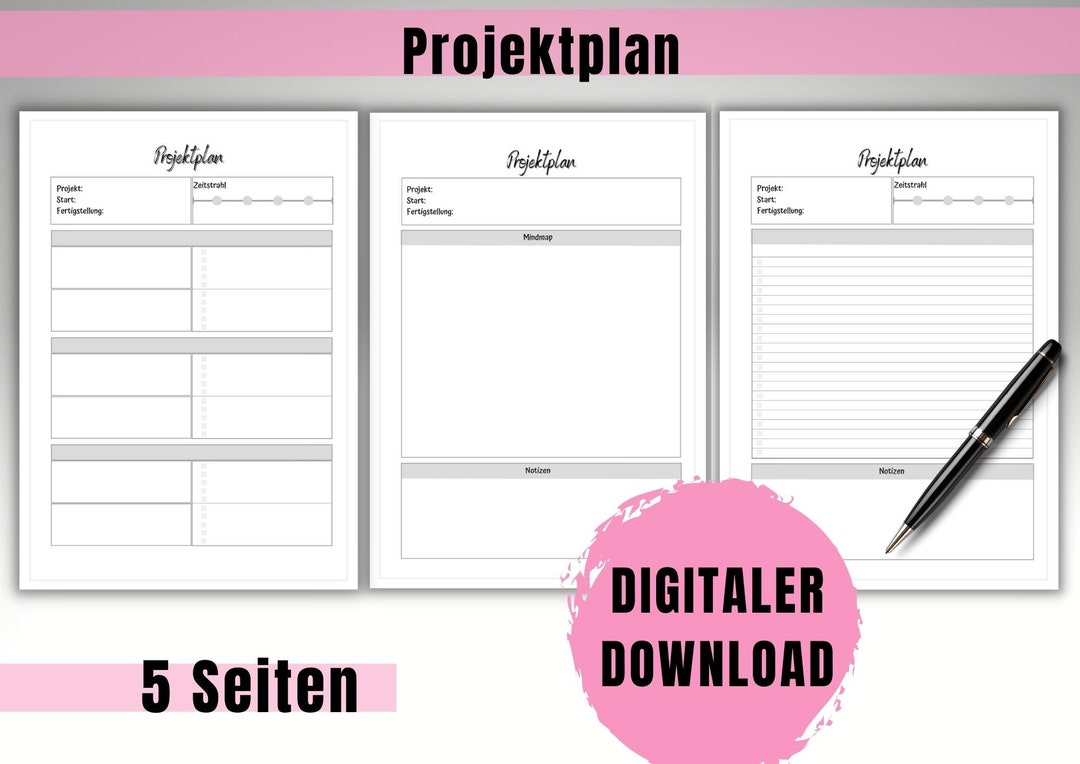 Project Plan With Timeline, Mind Map and Daily Schedule for Effective ...