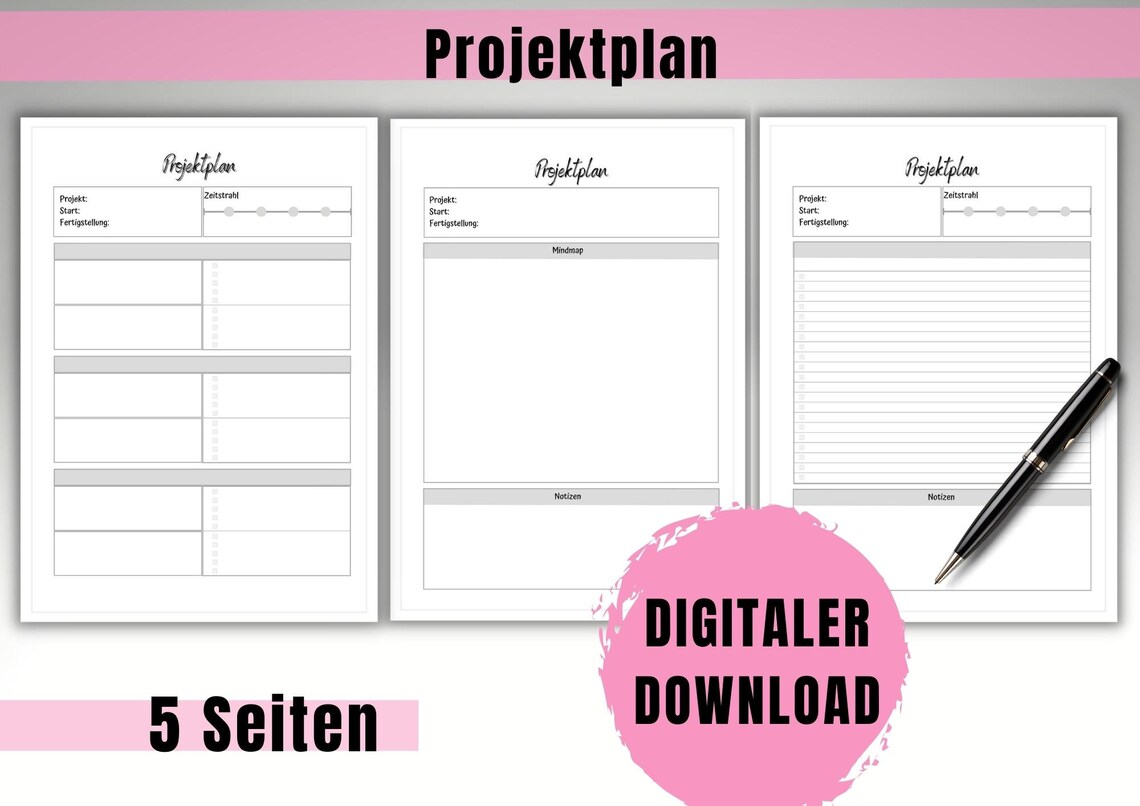 Project Plan With Timeline, Mind Map and Daily Schedule for Effective ...