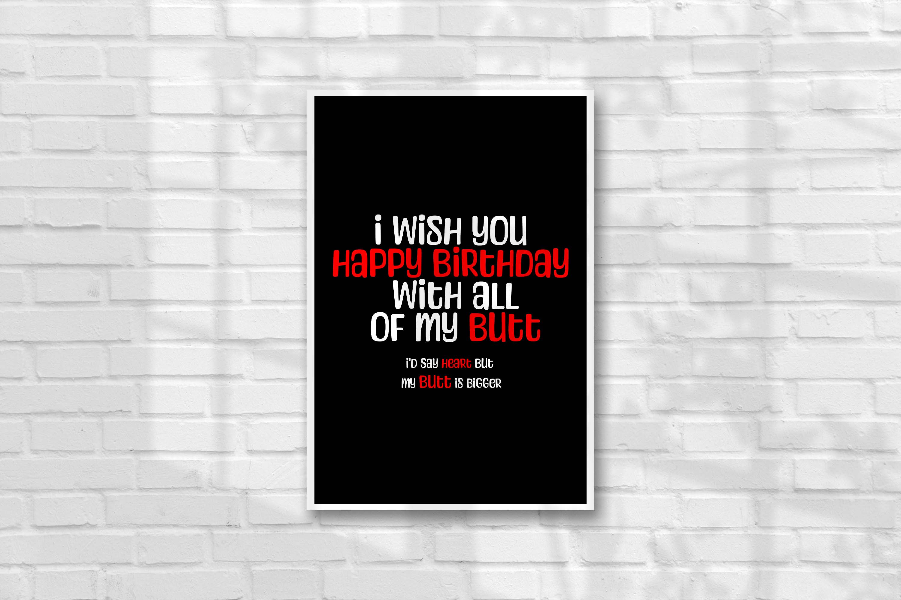 Butty Birthday Card Instant Download Printable Digital Card Funny Butt ...