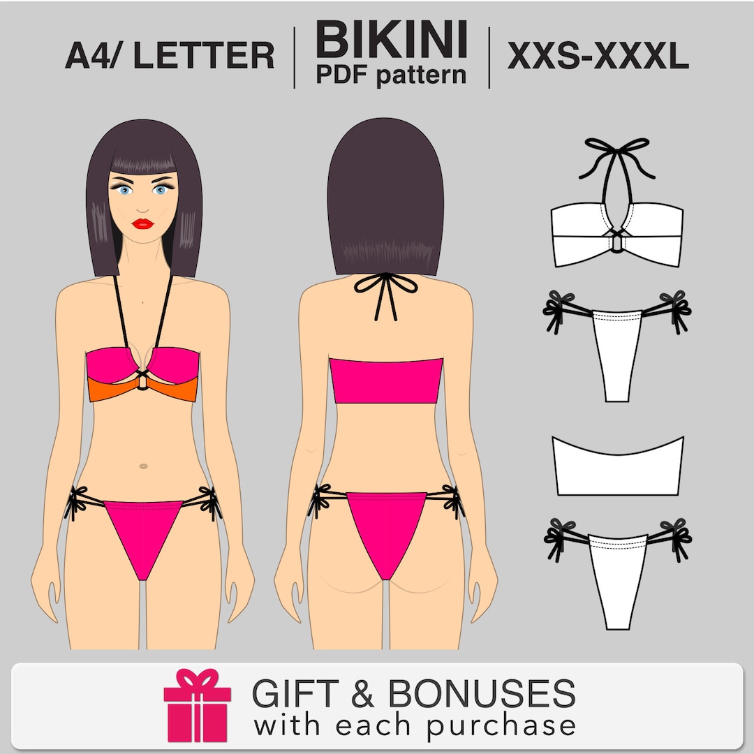 Basic Bikini Pattern. Sewing Bikini Patterns. Women Bikini Pattern PDF. Swimsuit Pattern PDF ...