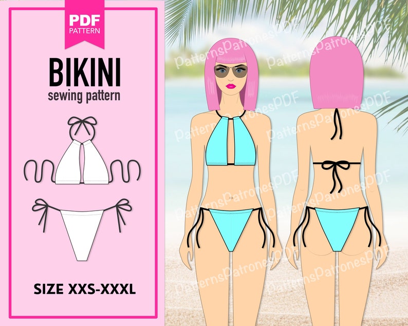 Bikini Pattern PDF. Sewing Bikini Patterns. Women Bikini Pattern PDF. Swimsuit Pattern PDF ...