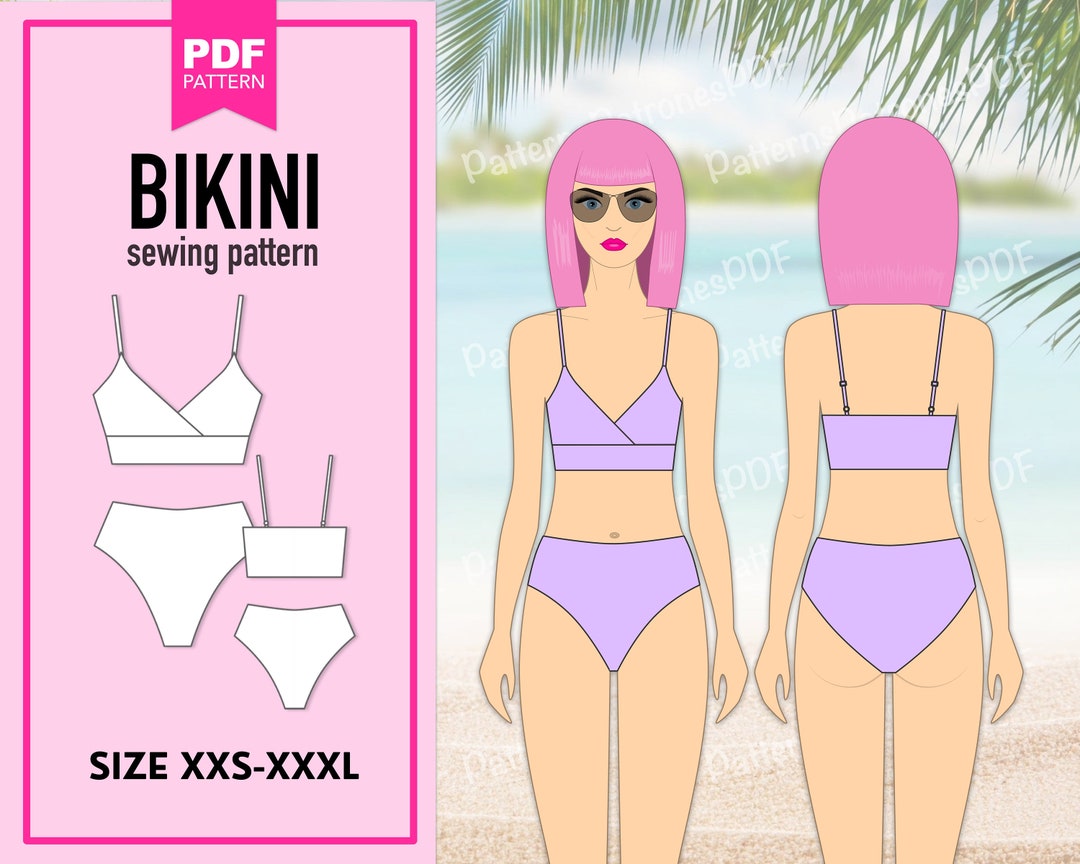 Bikini Pattern PDF. Sewing Bikini Patterns. Women Bikini Pattern PDF. Swimsuit Pattern PDF ...