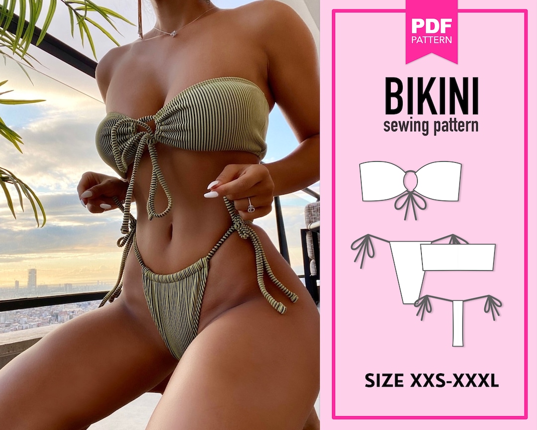 Basic Bikini Pattern. Sewing Bikini Patterns. Women Bikini Pattern PDF. Swimsuit Pattern PDF ...
