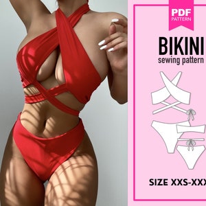Basic Bikini Pattern. Sewing Bikini Patterns. Women Bikini Pattern PDF. Swimsuit Pattern PDF ...