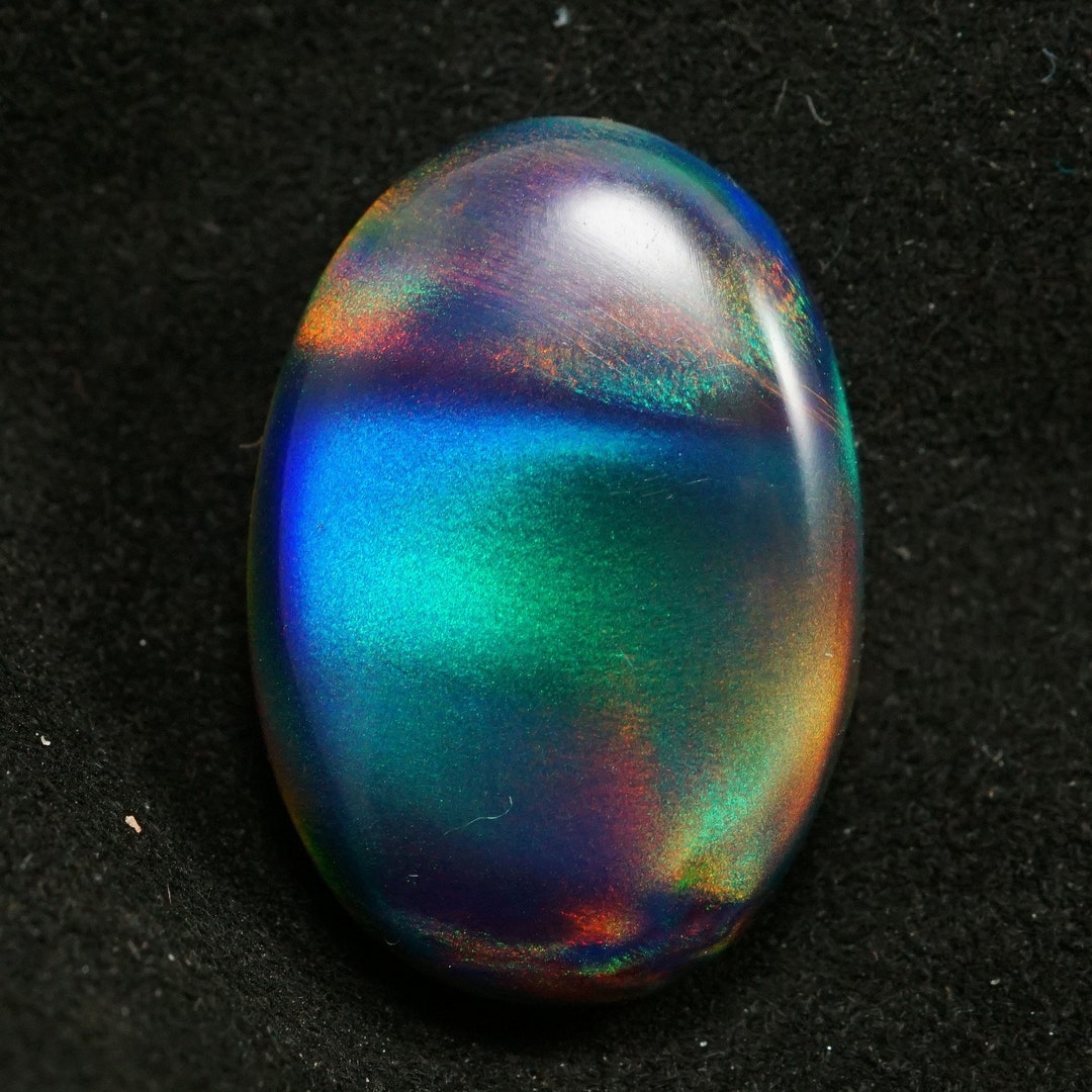 Black Silk Fire Opal Oval Cabochon 15x11 Mm 5 Cts AAA Australian Multi ...