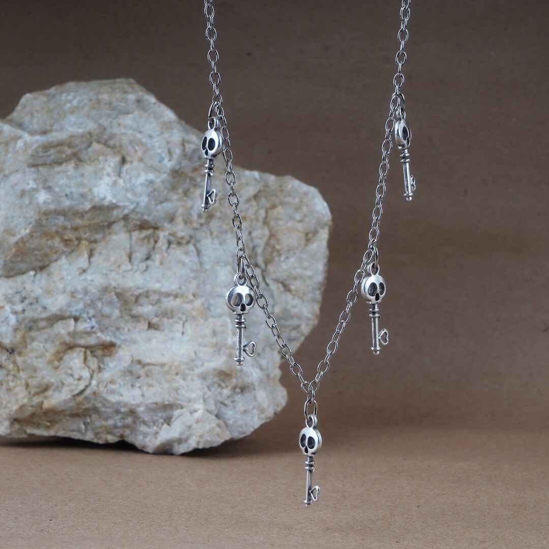 Skeleton Key Necklace, Small Skeleton Key Necklace, Skeleton Key Charm ...