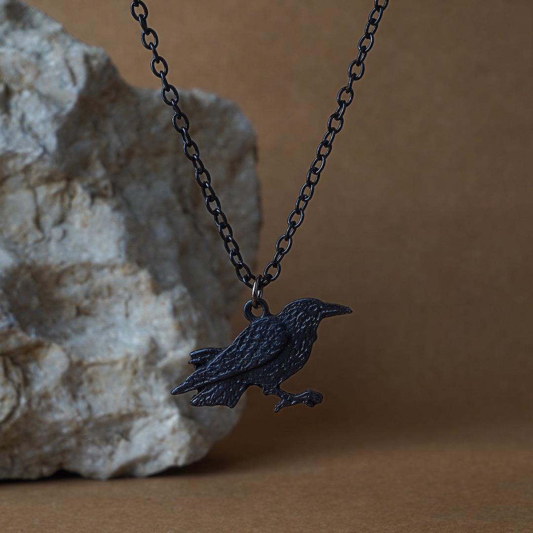 Crow Necklace | Black Crow Pendant | Crow Jewelry | Gift for Witch ...