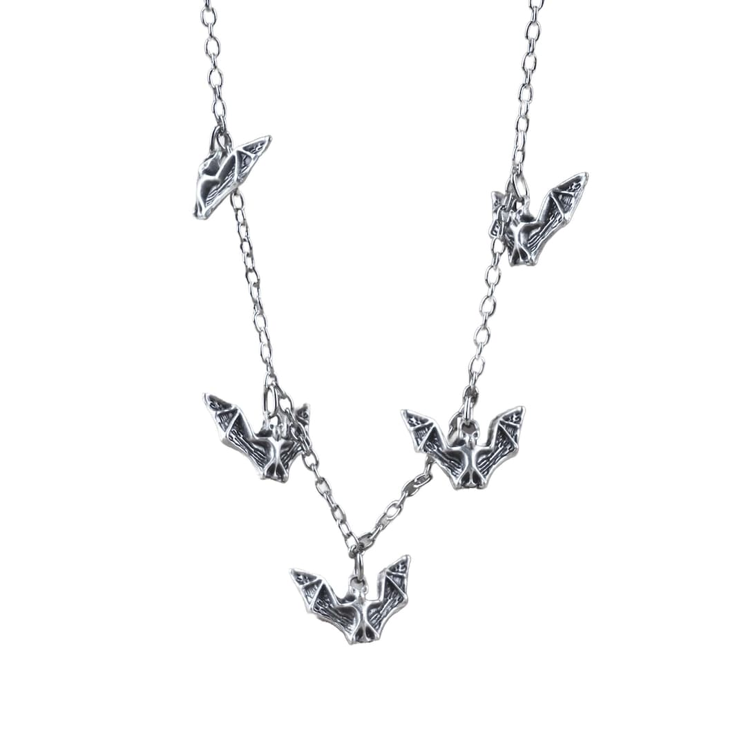 Gothic Bat Pendant, Hanging Silver Bat Necklace, Gothic Bat Necklace ...
