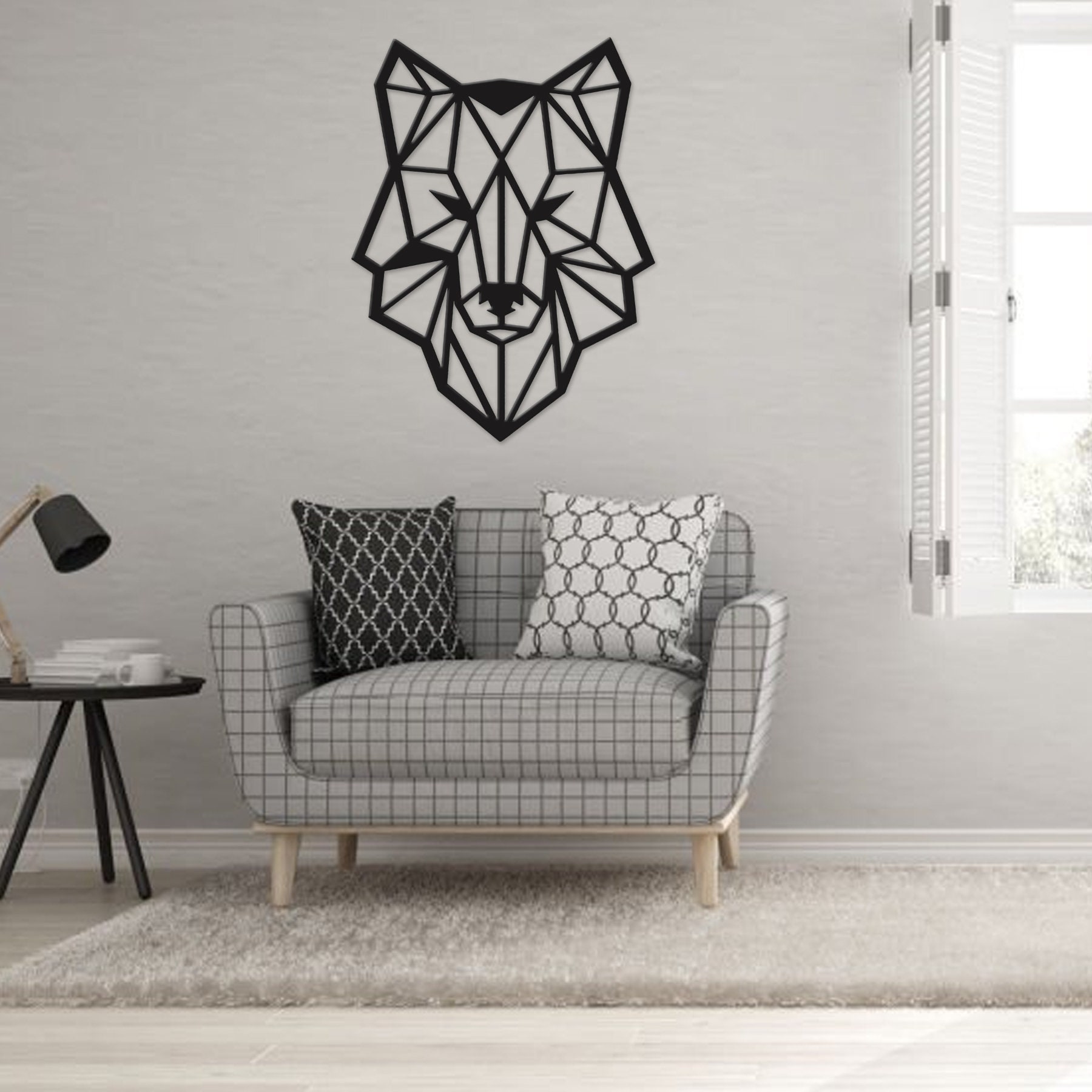 Brown Geometric Fox Head Metal Wall Décor-metal Animal Wall Décor ...