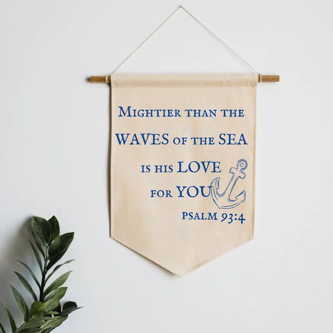 Mightier Than the Waves of the Sea Canvas Banner Modern Affirmations ...