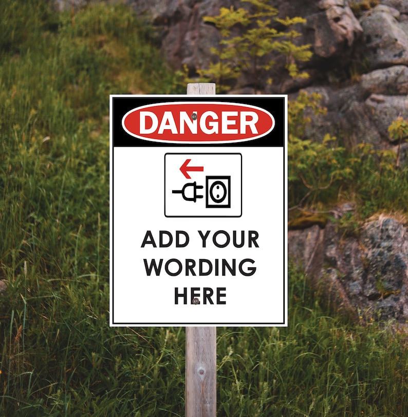 Danger Plug Point Safety Signage Add Your Wording Notice - Etsy