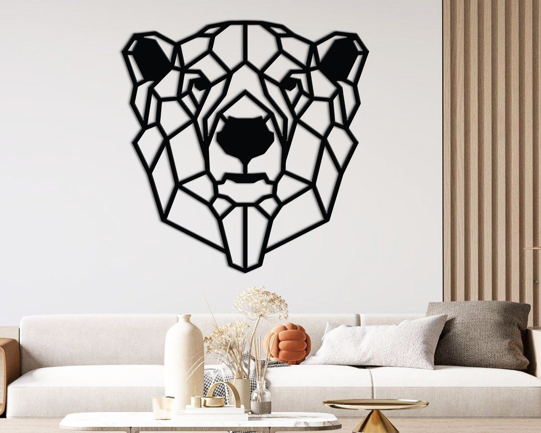 Bear Geometric Metal Art Bear Laser Cut Home Decoration Sign Absolute ...