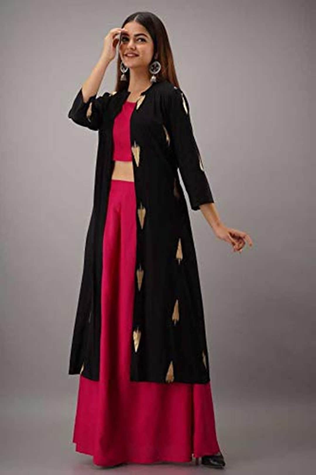 Indian Long Skirt With Crop Top and Shrug Stylish Indo Western Dress ...