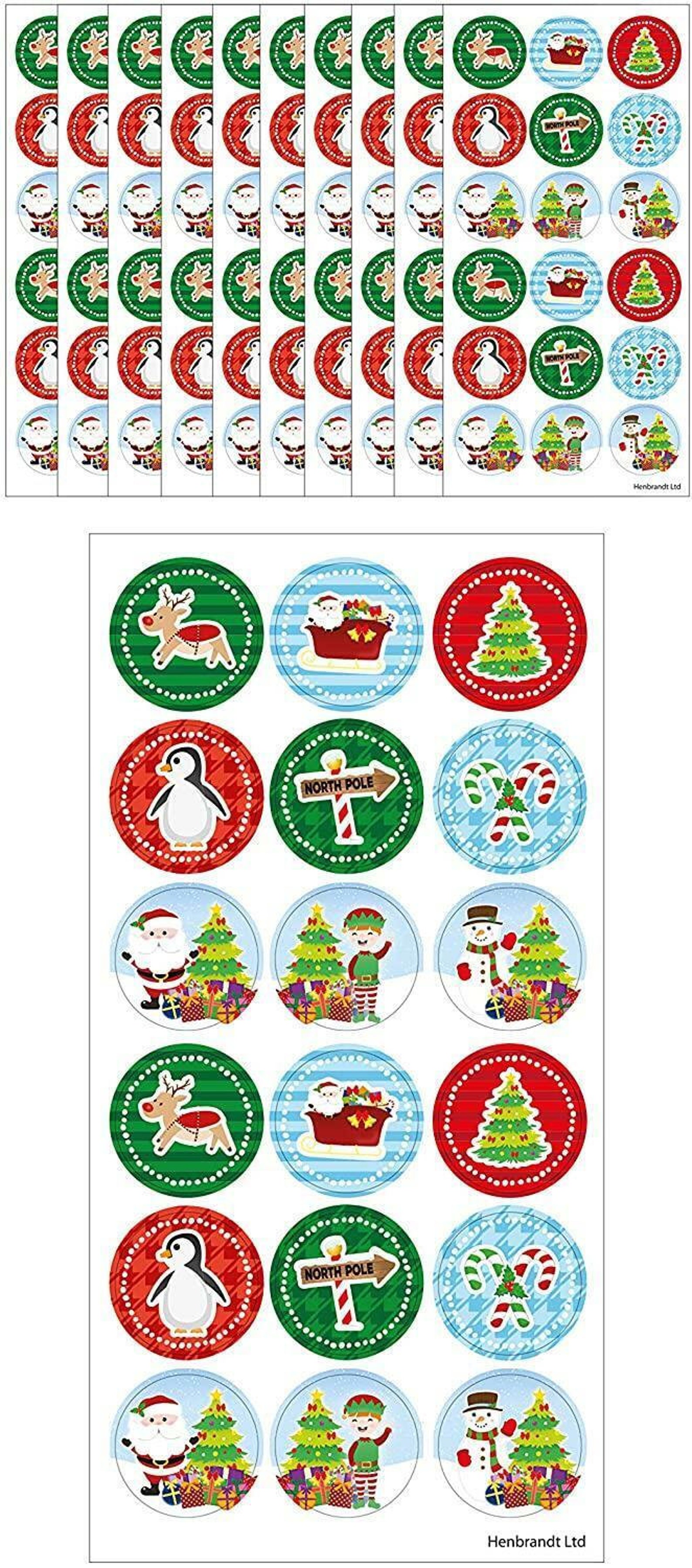 180 Christmas Stickers 10 Sheets of 18 Stocking Fillers Xmas Festive ...