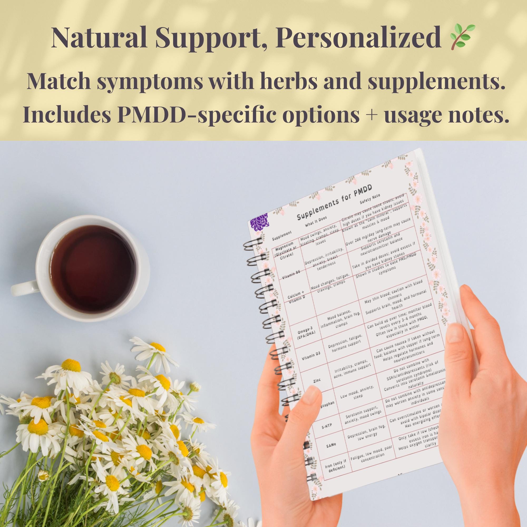 PMDD Symptom Tracker Printable | Emotional Healing Guide | Cycle & Mood ...