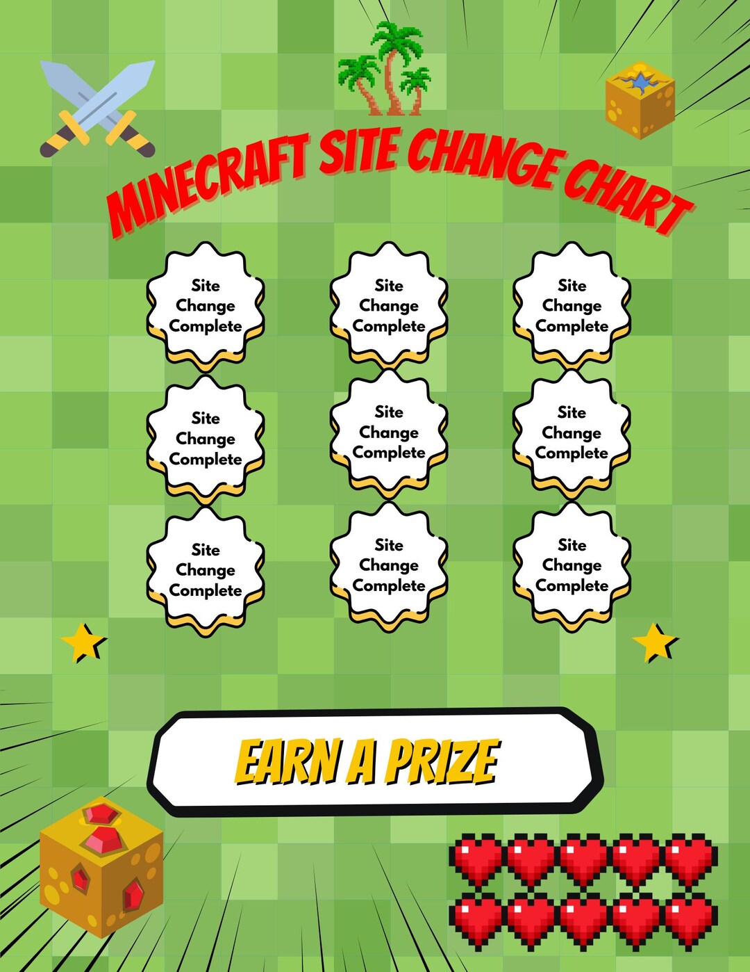 Type 1 Diabetic Site Change Chart Motivation-minecraft Reward Sticker ...