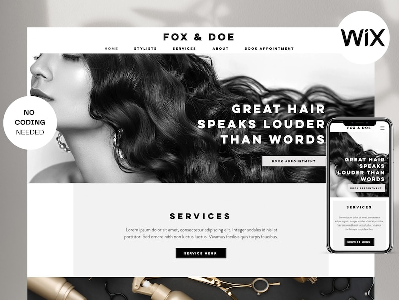 Hair Salon Wix Website Template, Aesthetic Design (digital Download) - Etsy
