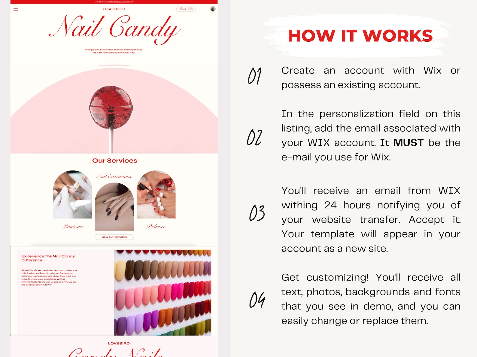 WIX Website Template for Nail Tech, Nail Salon, Nail Tech Website, Nail ...