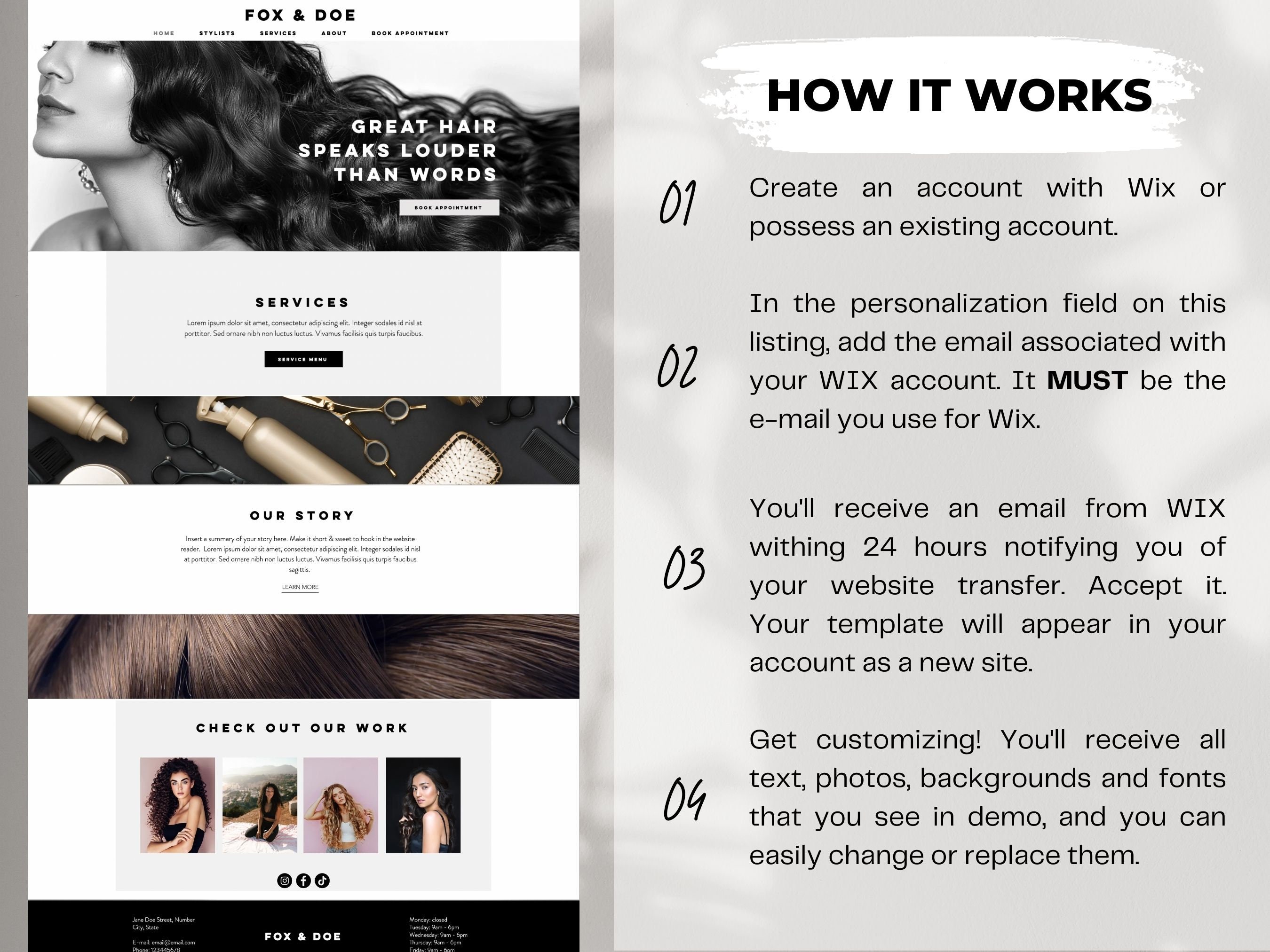 Hair Salon Website Template, Wix Website Theme, Hair Stylist Online Shop, Beauty Salon, Hair ...