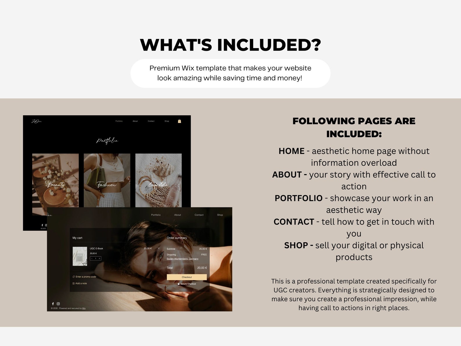 UGC Creator Website Template, Wix Website Theme, UGC Shop, Creator ...
