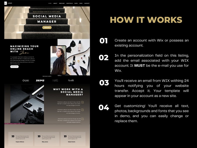 Wix Website Template, Social Media Manager, Website Design, Creative ...