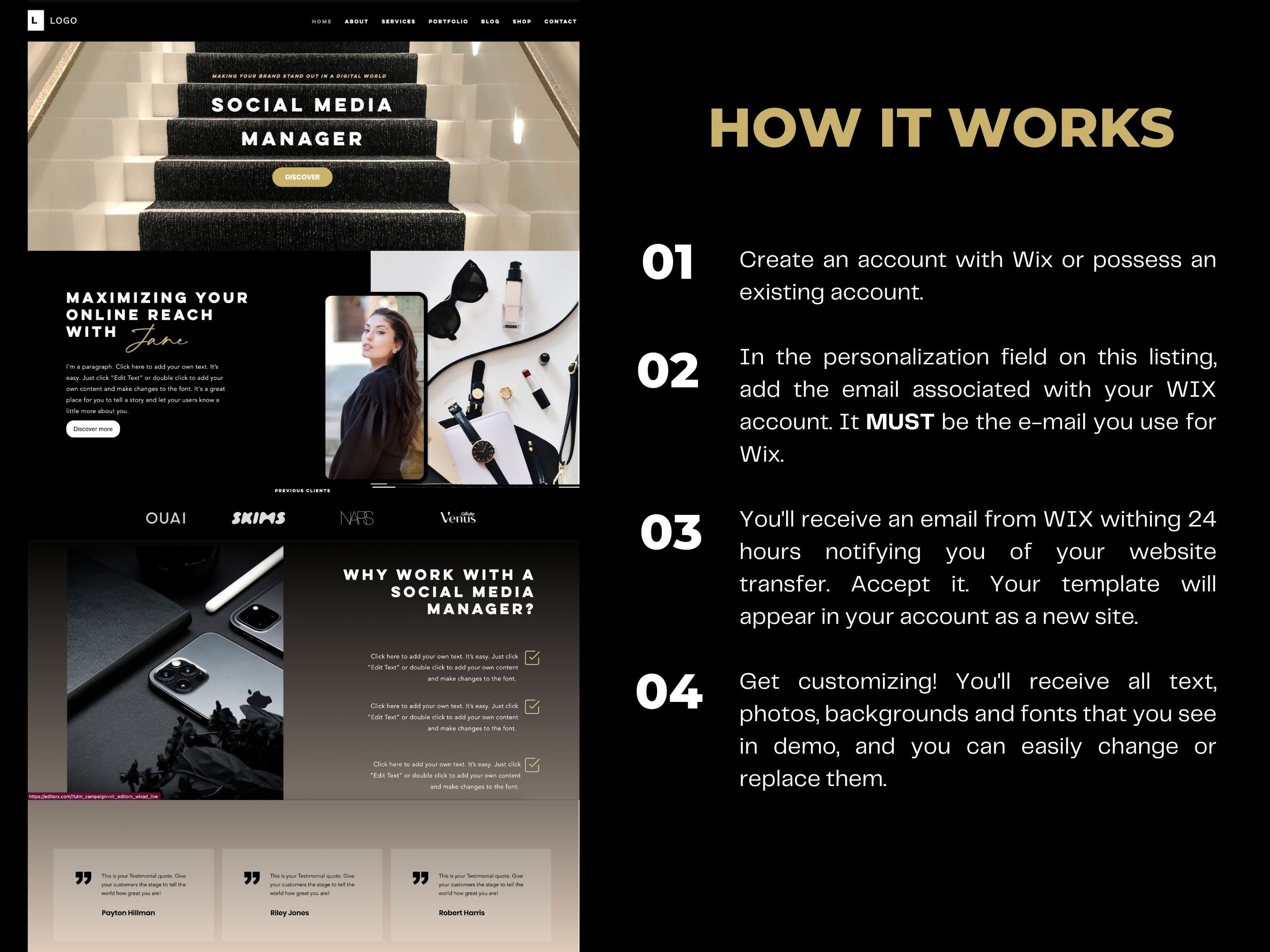 Wix Website Template, Social Media Manager, Website Design, Creative ...