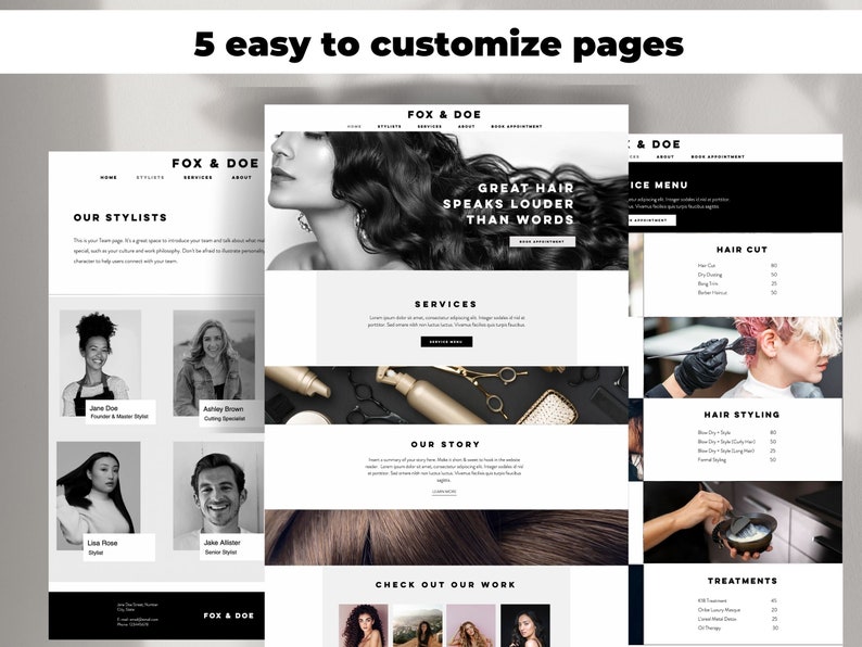 Hair Salon Website Template, Wix Website Theme, Hair Stylist Online ...