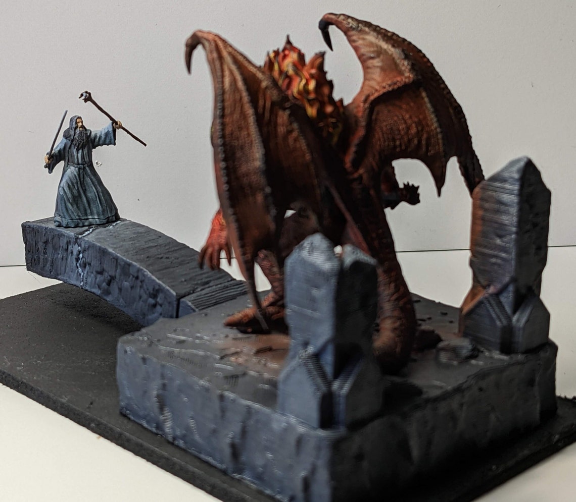 Gandalf and the Balrog Miniature Diorama. 3D Printed and Painted. - Etsy