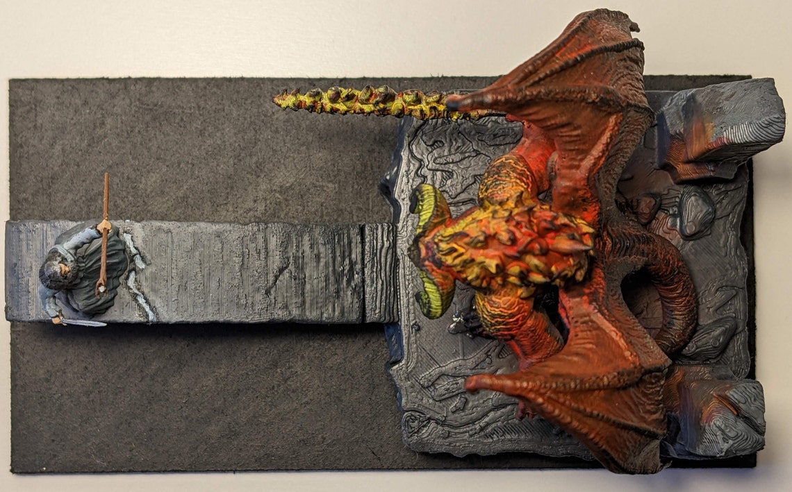 Gandalf and the Balrog Miniature Diorama. 3D Printed and Painted. - Etsy