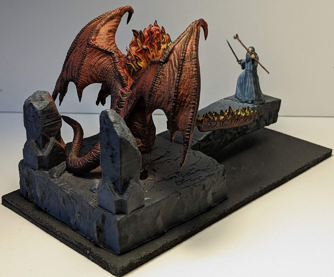 Gandalf and the Balrog Miniature Diorama. 3D Printed and Painted. - Etsy