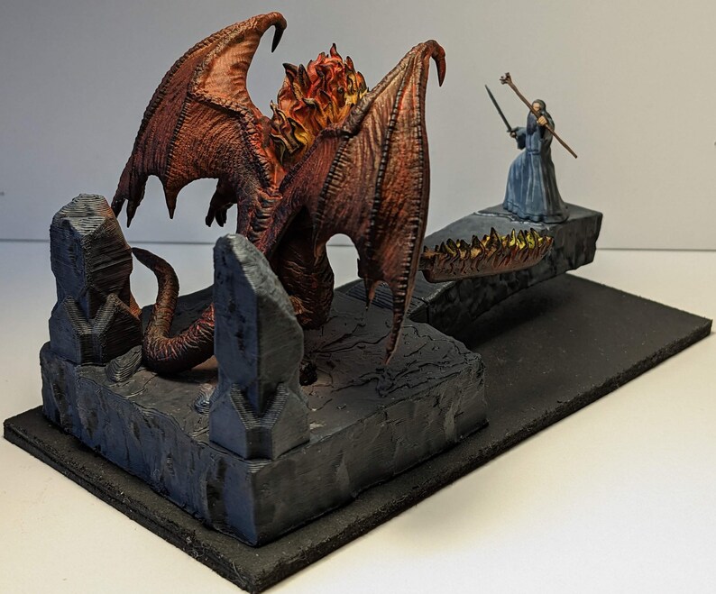 Gandalf and the Balrog Miniature Diorama. 3D Printed and Painted. - Etsy