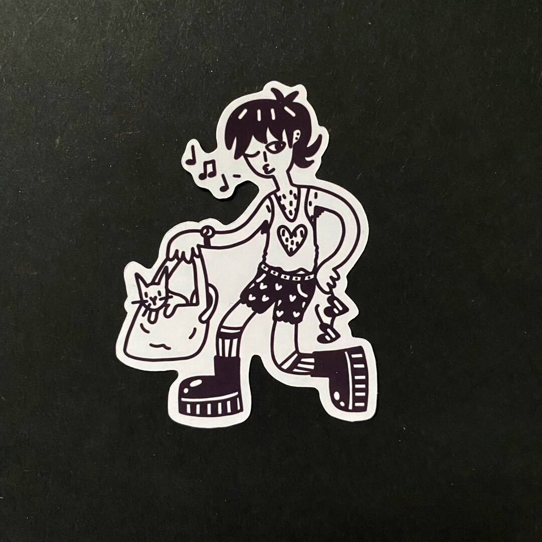 Glossy Vinyl Cat Walk Sticker for Computer - Etsy